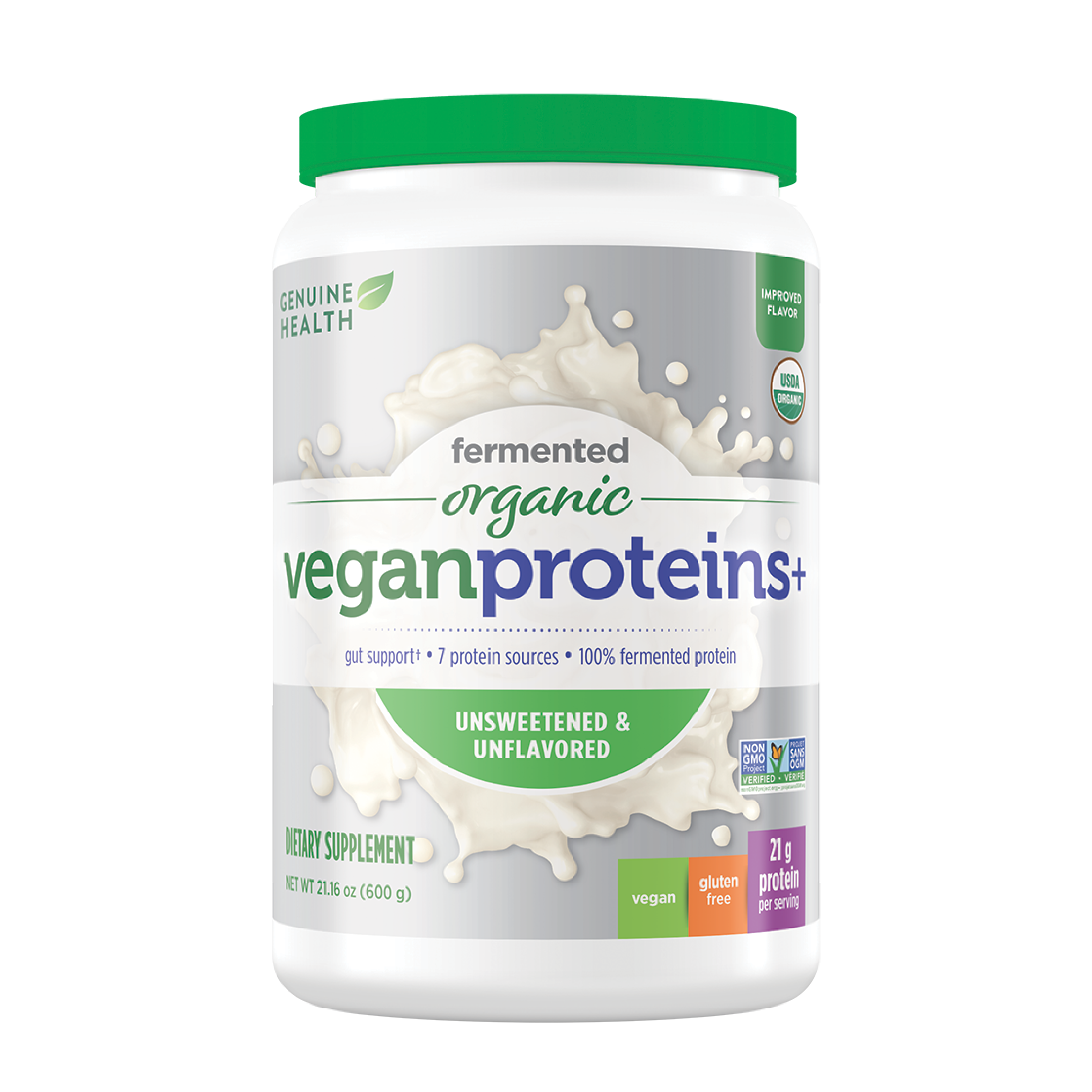 Genuine Health - Fermented Organic Vegan Protein Powder - Unflavored